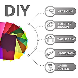 10 Pieces & 10 Colors 8" x 12" x 0.118" Transparent Colored Cast Acrylic Sheets, Plexiglass Plastic Sheet for Cutting, Engraving Signs, DIY Projects. - XLNT TECH