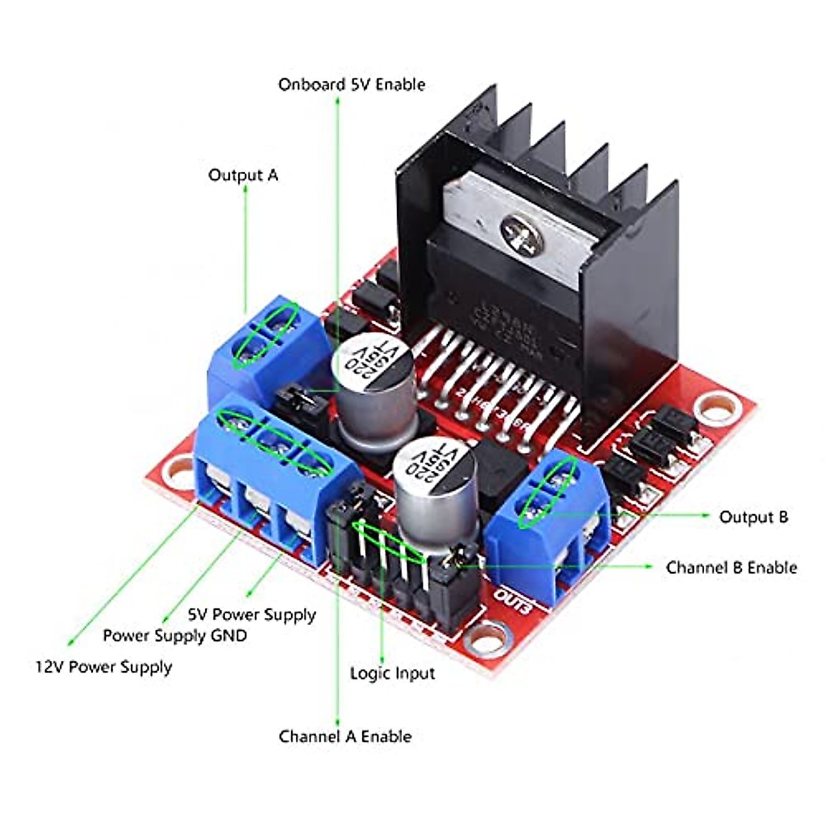 Davitu Motor Driver - L298N Motor Drive Board Module Double H Bridge Compatible With Stepper Motor Smart Car Robot Motor Drive Board Module