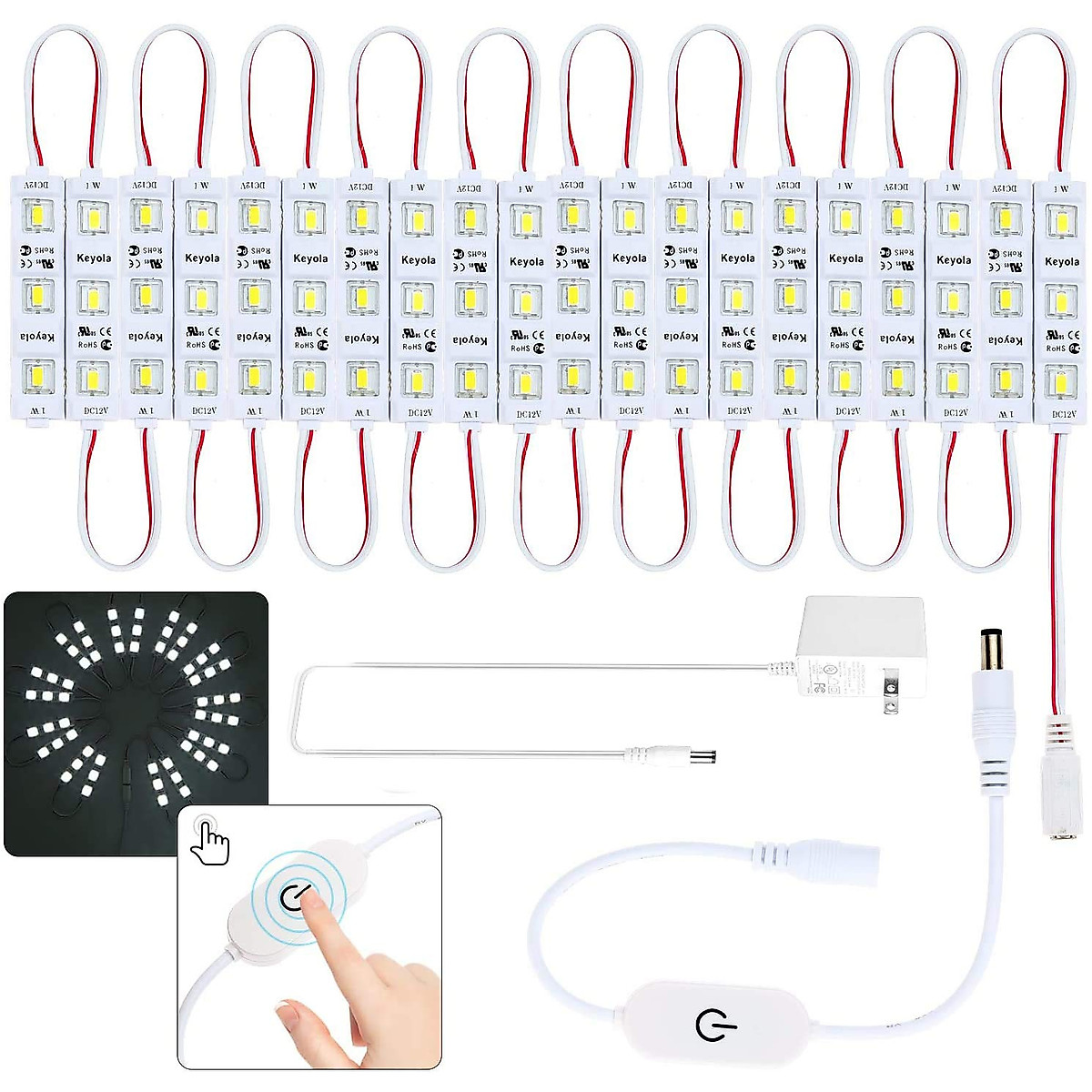 10ft 60 LED Under Cabinet Lighting Kit for Kitchen,Cupboard,Showcase,2400lm,6000K White