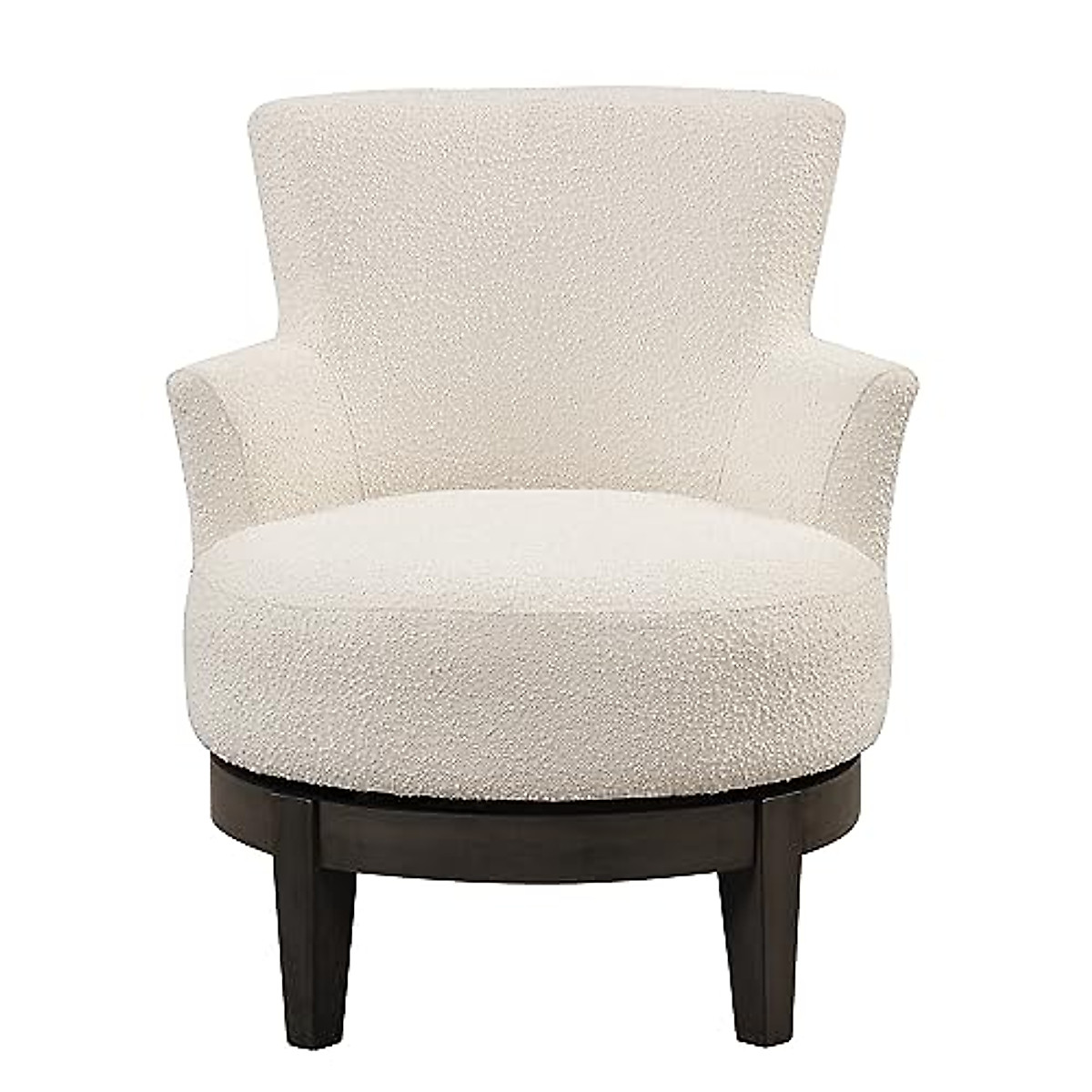 TARTOP 360 Degree Swivel Wingback Accent Chair Elegant Upholstered Seating Durable Rubberwood Legs for Any Space, Beige