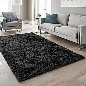 Ophanie Black Area Rug 5x7 Rugs for Living Room, Fluffy Furry Shaggy Fuzzy Area Rug, Carpets for Bedroom Shag Plush Soft Large, Kids Home Decor Aesthetic