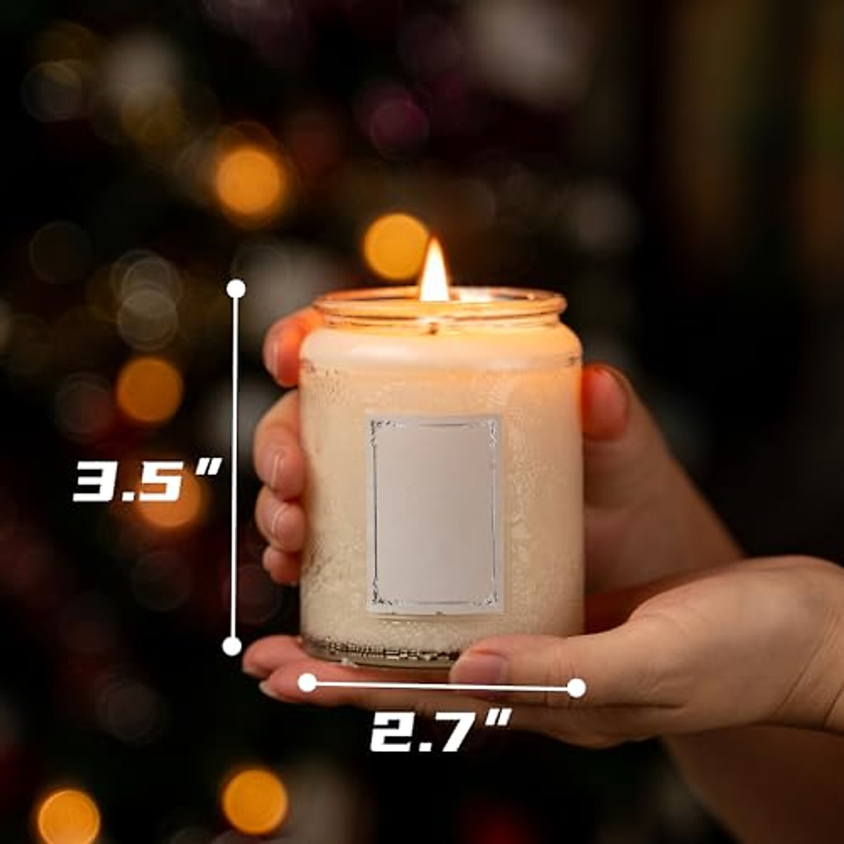 8oz Embossed Glass Candle Container with Tin Lid and Labels (Clear)