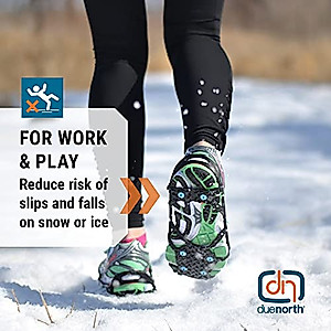 Due North Everyday Pro Footwear Traction Aids, Tungsten Carbide Ice Cleat Spikes, Lightweight Full-Foot, Rubber, Unisex, Small/Medium, V3551370-S/M