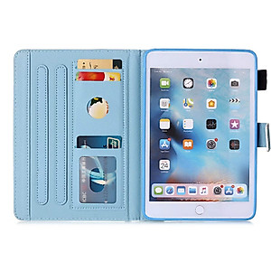 FANCITY iPad Mini 5 Case, Card Slot iPad Mini 4 Mini 2 Mini 3 PU Leather Case Smart Auto Wake Sleep Protective Cover with Kickstand Pen Holder for iPad Mini 2 3 4 5, Green Pink