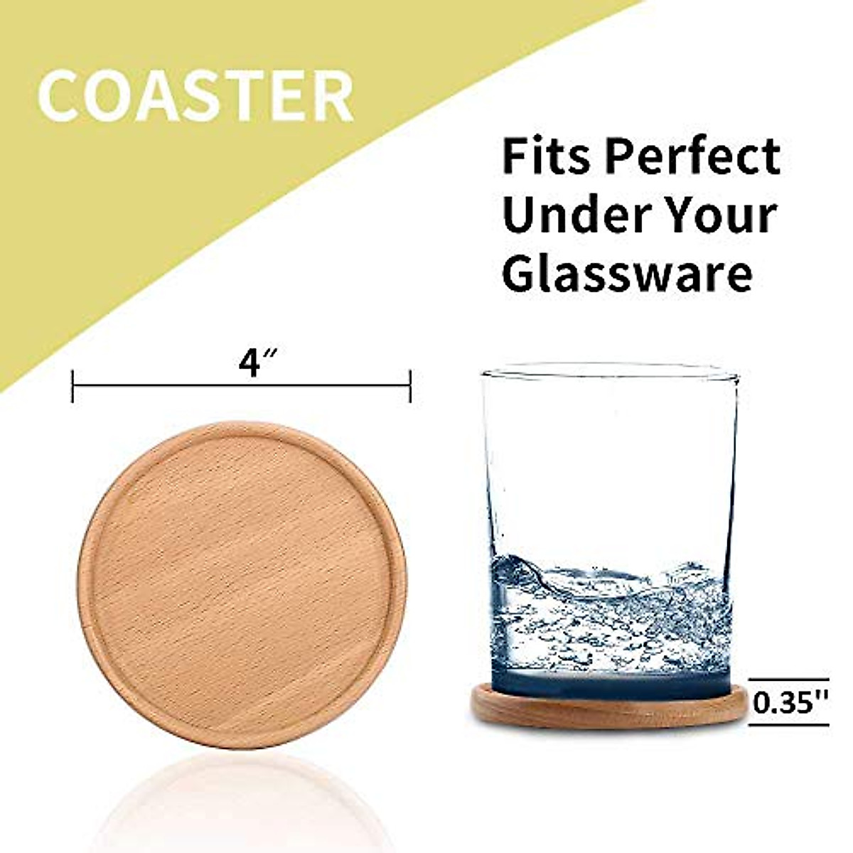 Coasters for Drinks Set of 4 , Natural Non Slip Wooden Coasters , Perfect Housewarming Gift Idea