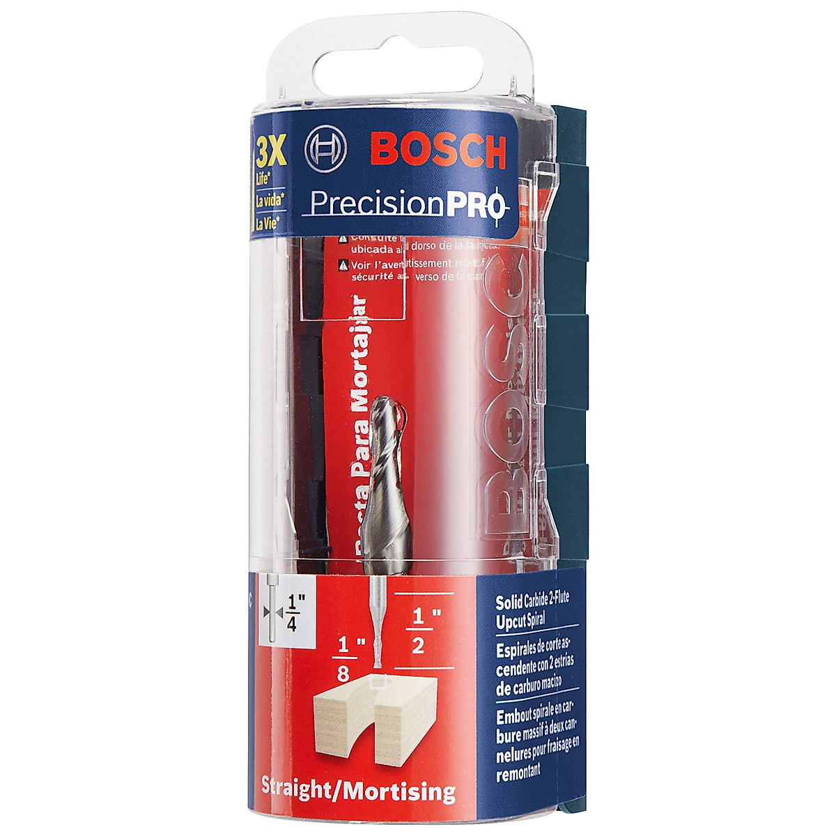 BOSCH 85908MC 1/8 In. x 1/2 In. Solid Carbide Double-Flute Upcut Spiral Router Bit