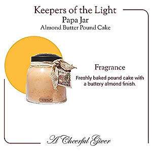 A Cheerful Giver - Almond Butter Pound Cake - 34oz Papa Scented Candle Jar with Lid - Keepers of the Light - 155 Hours of Burn Time, Gift for Women, Brown