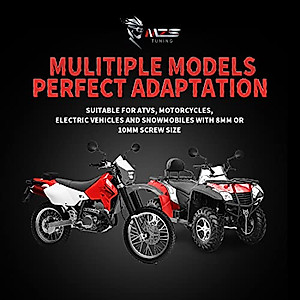 MZS Motorcycle Mirrors, Foldable Adjustment Rear View Mirror 8mm 10mm Universal Handlebar Mount Round Compatible with Motorbike Adventure Dirt Street Bike ATV Quad Snowmobile Scooter Coolster Moped