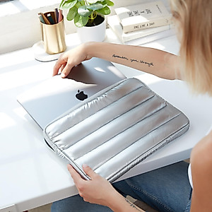 Vandel - The Original Puffy Laptop Sleeve 13-14 Inch. Silver Laptop Sleeve for Women. Carrying Case Cover MacBook Pro 14 in, MacBook Air 13 Inch, iPad Pro 12.9, Dell, Asus, HP