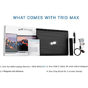 Mobile Pixels Trio Max 14.1in FHD 1080p USB Portable Laptop Monitor Extender 101-1004P01 Renewed
