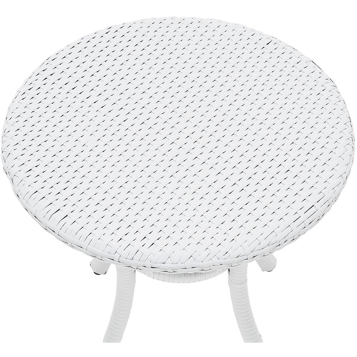 Crosley Furniture Palm Harbor All Weather Rattan Wicker Round Outdoor Side Table for Patio, Deck, Porch, White