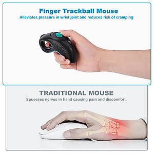 welspo Wireless USB Handheld Finger Trackball Mouse with Laser Pointer