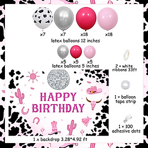 Space Cowgirl Birthday Party Decorations Balloons Garland Arch Kit - Western Cowgirl Nashville Bday Celebration Party Supplies Set - Disco Star Balloon Backdrop