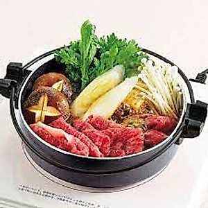 JapanBargain 3868, Sukiyaki Nabe Pot Shabu Shabu Hot Pot Pan with Glass Lid for Induction Heating IH Stove