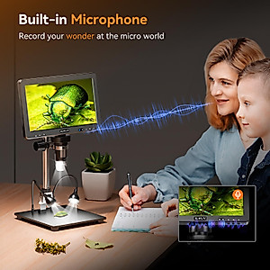 Elikliv EDM9 Max Digital Microscope: 10.1" 1500X 20MP HD IPS HDMI Coin Microscope Magnifier for Error Coins with Screen & Light, LCD Soldering Microscopes for Adults, PC/TV View, 64GB