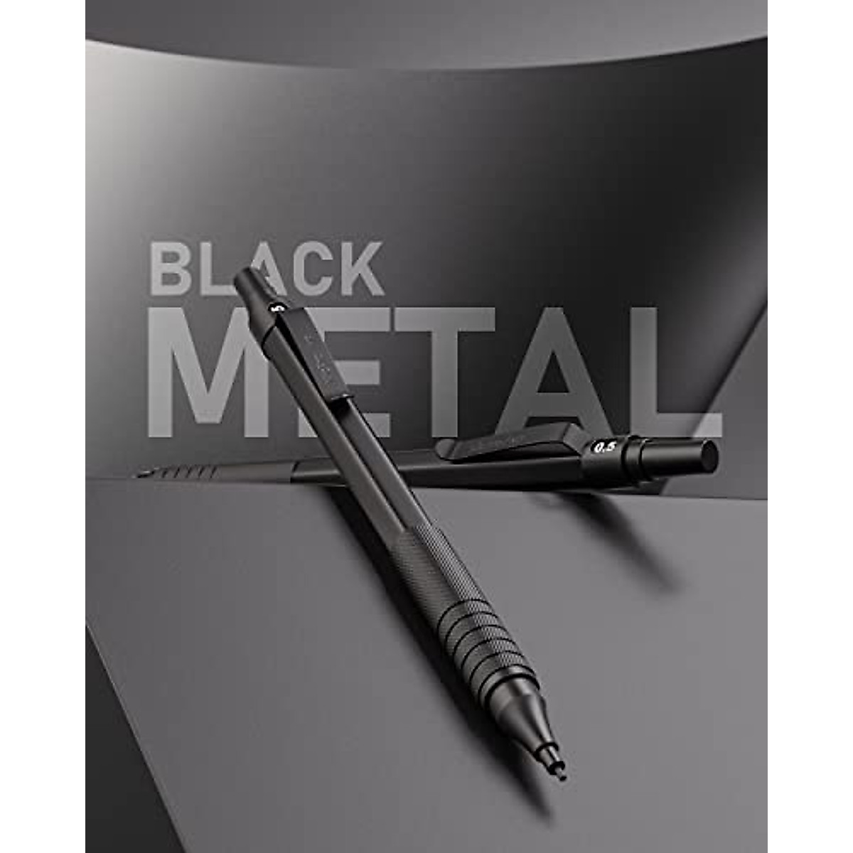 Nicpro 0.5 mm Mechanical Pencils Set with Case, 3 Metal Artist Pencil With 6 Tubes HB Lead Refills, 3 Erasers, Eraser Refills For Architect Art Writing Drafting, Drawing, Engineering, Sketching, Black