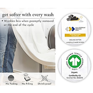 California Design Den 100% Organic Cotton Pillow Cases Standard Size/Queen Size Set of 2, Authentic GOTS Certified, Soft & Cooling, Percale Weave Cotton Pillowcases (Light Grey)