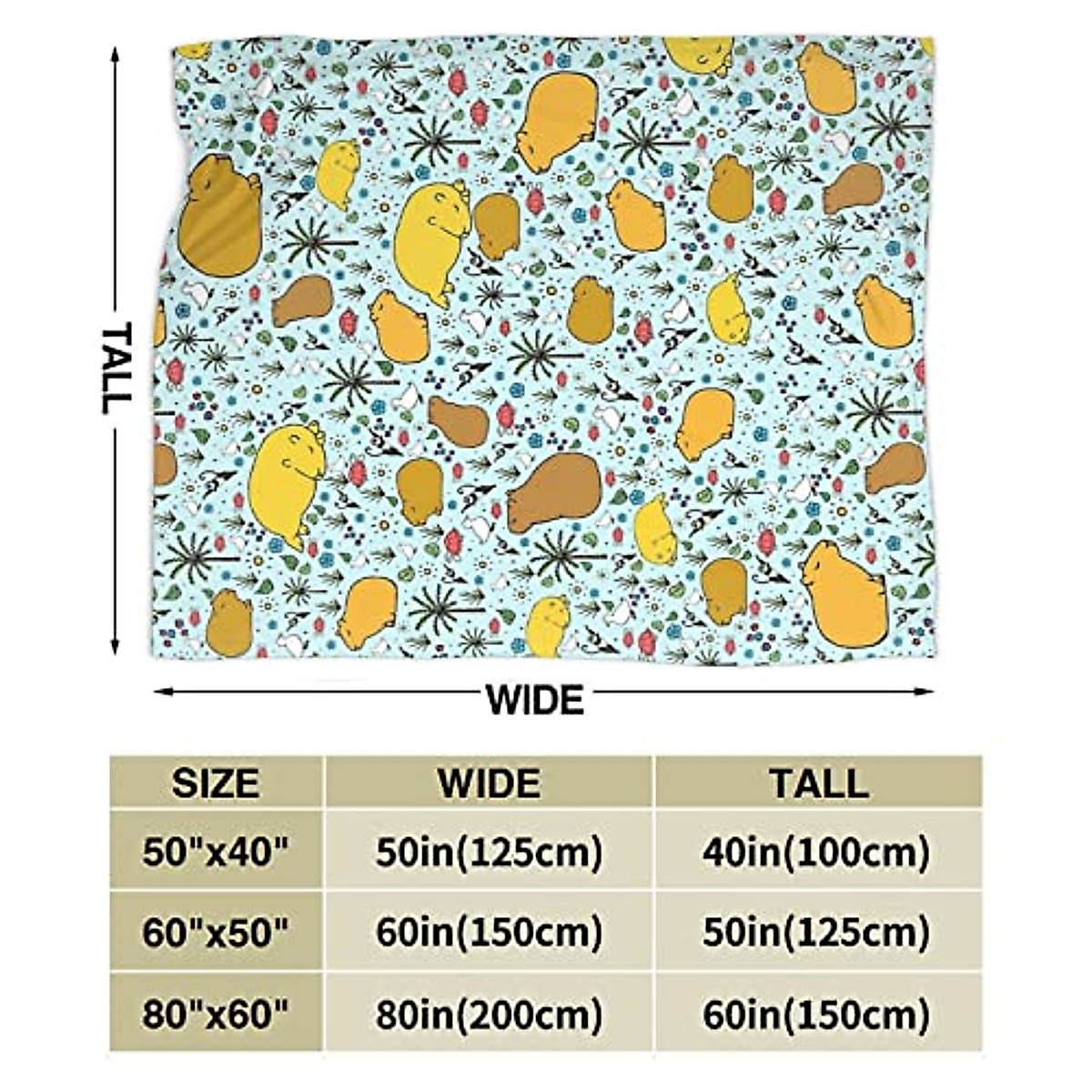 Capybaras Super Soft Warm Fleece Blanket, Comfortable Flannel Blanket, Four Season Blanket Suitable for Bedroom Bed and Sofa