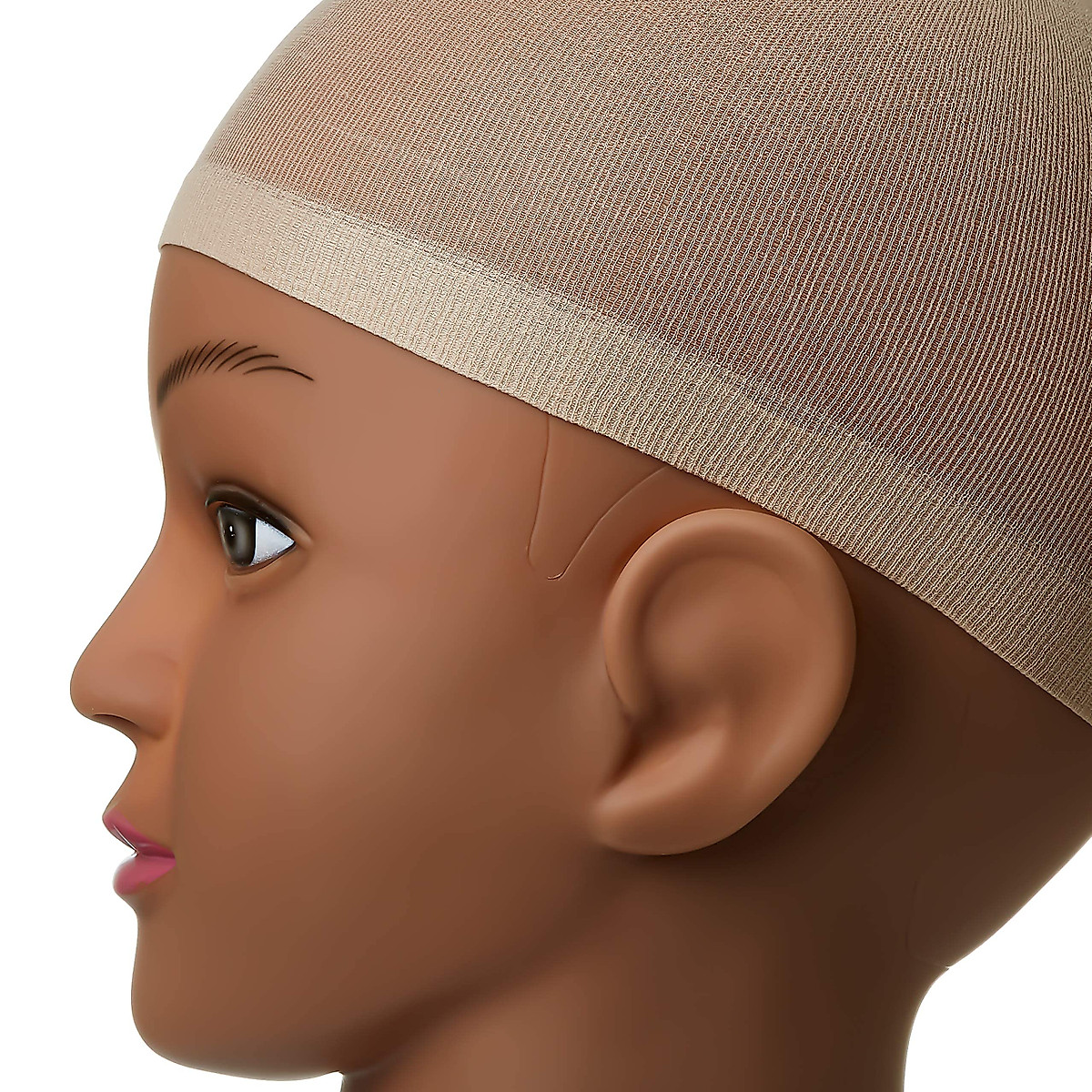 RED STOCKING WIG CAP, 200PCS Bulk Box Secures your hair, long lasting, stays in place, light, lightweight, breathable, wig comfortable (Beige)