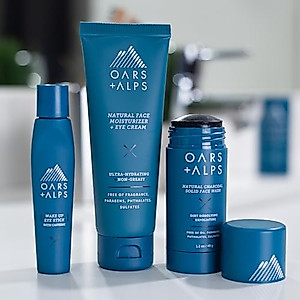 Oars + Alps Men's Skin Care Kit, Valentines Gifts for Him,Gift Set Includes Face Wash, Eye Roller, and Moisturizer, Vegan and Gluten Free, Travel Size & TSA Approved, 3 Items Total