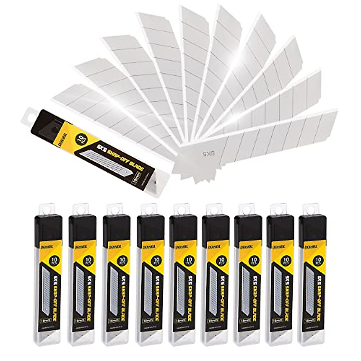 DOWELL 18mm Snap Off Blades SK5 Utility Knife Retractable Blades Box Cutter Blades (100pc)