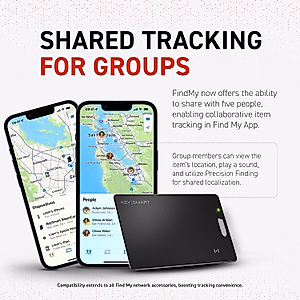 KeySmart SmartCard Wallet Tracker Card, Compatible with Apple Find My App, Rechargeable Thin GPS Item Finder for Luggage Tag, Passport, Smart Bluetooth Tracking with Key Chain Hole Black 1 Pack