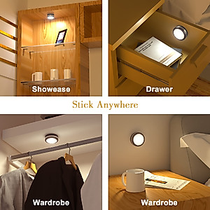 Starxing Puck Lights with Remote Control, Under Cabinet Lighting Dimmable Timer, Led Lights Battery Operated Powered for Kitchen Closet Bedroom(Black)