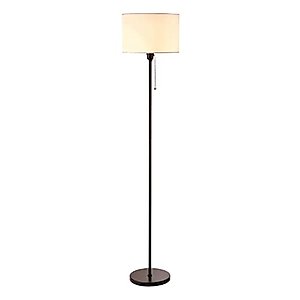 O’Bright Ted - Drum Shade Standing Lamp, Pull Chain Switch, E26 Socket, Modern Minimalist Design, Simple Floor Lamp for Living Room, Bedroom, Office, Black