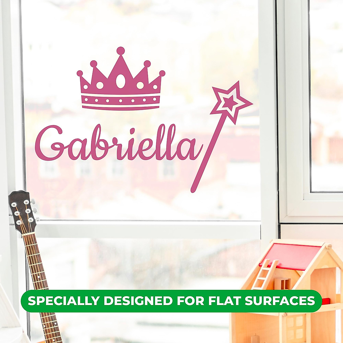 EGD Multiple Font Custom Name with Crown and Scepter Princess Wall Decals I Personalized Wall Decor for Girl Bedroom I Elegant Decor I Multiple Elements Options for Customization