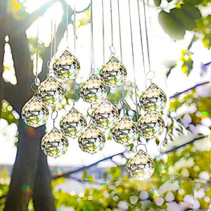MerryNine 6 Pcs Clear Crystal Ball Prism Sun Shine Catcher Rainbow Pendants Maker, Hanging Crystals Prisms for Windows, for Feng Shui, for Gift (1.6"/40mm 6Pack)
