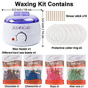 Hot Wax Warmer,Wax Heater Kit/Hair Removal Waxing Kit Hair Removal Waxing Kit with 4 100g Pearl Wax Beans, at Home Wax Heater Pot Machine Fmelter for Women and Men