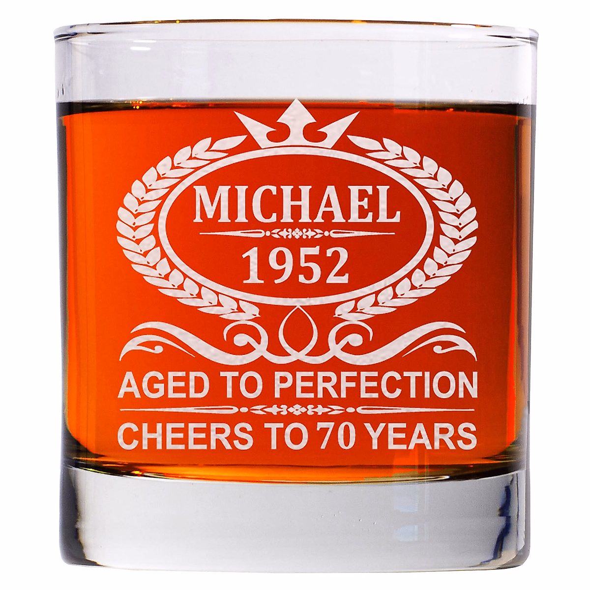 Personalized Whiskey Glass For Men and Women, Aged To Perfection 11oz Old Fashioned Custom Whiskey Glass Birthday Gift For Him and Her, Customized Engraved Etched Monogram Rocks Cocktail Glass