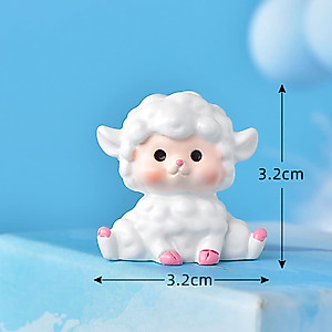 Super Cute Sheep Figure Animal Toys Set Cake Topper, 5Pcs Miniature Sheep Figurine Toy Set for Kids Baby Shower Birthday Party Cake Decoration