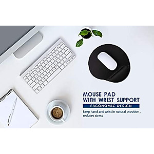 Ergonomic Mouse Pad with Superb Comfortable Wrist Rest Support Bar - Silicone Gel Mousepad with Non-Slip PU Base for Office, Home & Gaming