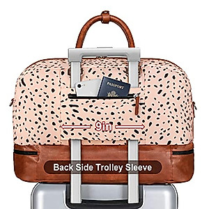 Weekender Bags for Women, Large Overnight Bag Canvas Travel Duffel Bag Carry On Tote with Shoe Compartment 21" for Women & Men 3Pcs Set
