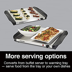 Proctor-Silex Buffet Server & Food Warmer, Adjustable Heat, for Parties, Holidays and Entertaining, Two 2.5 Quart Oven-Safe Chafing Dish Set, Stainless Steel