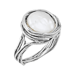 Silpada 'Glimmer of Hope' Sterling Silver Freshwater Cultured Pearl Ring, Size 7 Size 7