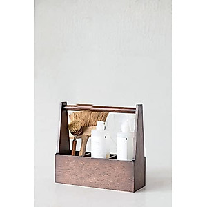 Creative Co-Op 3 Sections, Espresso Finish Caddy, 12" L x 4" W x 11" H, Brown