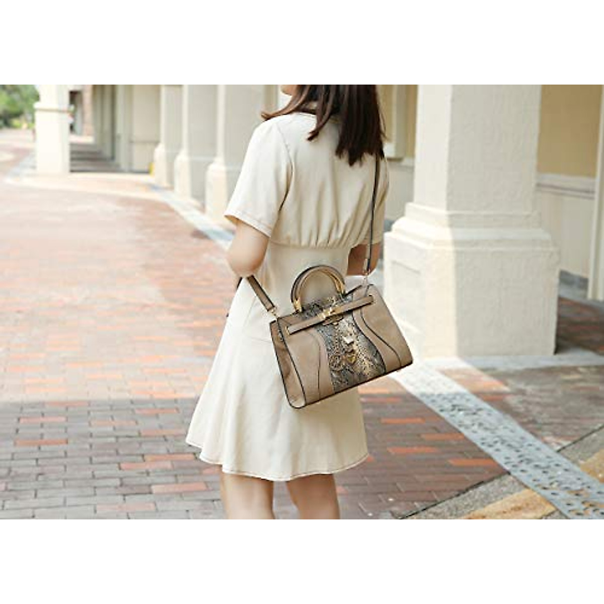 MKF Crossbody Satchel Bags for Women - PU Leather Pocketbook Handbag - Shoulder Strap, Lady Top Handles Purse Blush