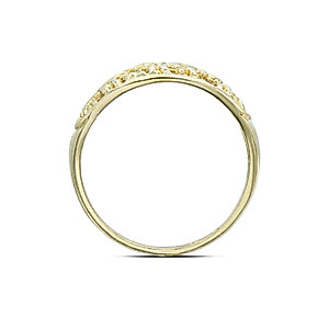 Dainty 10K Yellow Gold Three Elephant Ring Openwork Band Style Statement Ring (Size 7)
