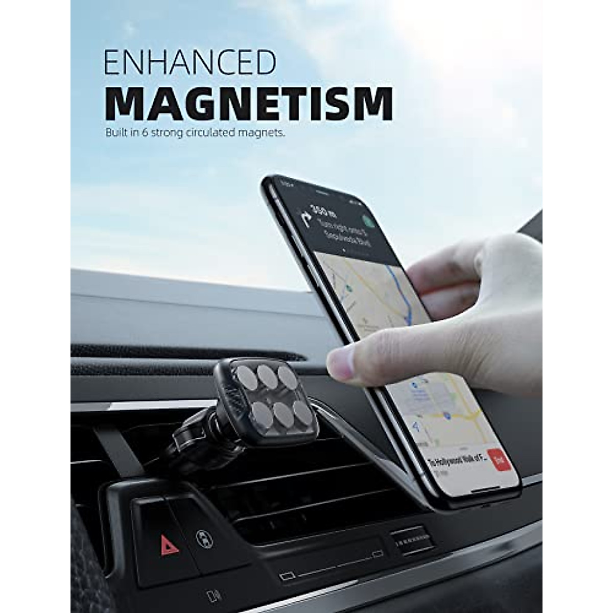 Lamicall Magnetic Car Vent Phone Mount [2022 Early Release] Air Vent Cell Phone Holder Cradle Stand [6 Strong Magnets] for iPhone 13 12 11 Pro Max Mini Xr Xs X 8 7 6 Plus SE, Other 4.7-7" Smartphone