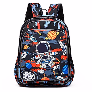 Kids Backpack for Boys - Dorlubel Elementary Kindergarten Preschool School Bag Multifunctional Cute Large Capacity Bookbag (Red Space Astronaut)