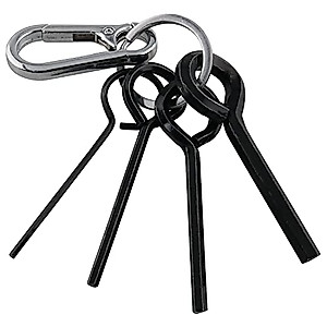JianLing 1set Annular Allen Wrench Set Standard Dogging Key with Full Loop, Allen Wrench Door Key for Push Bar Panic Exit Devices (1pc 5/64 1pc 1/8 1pc 5/32 1pc 7/32 black circle and 1pc keychain)