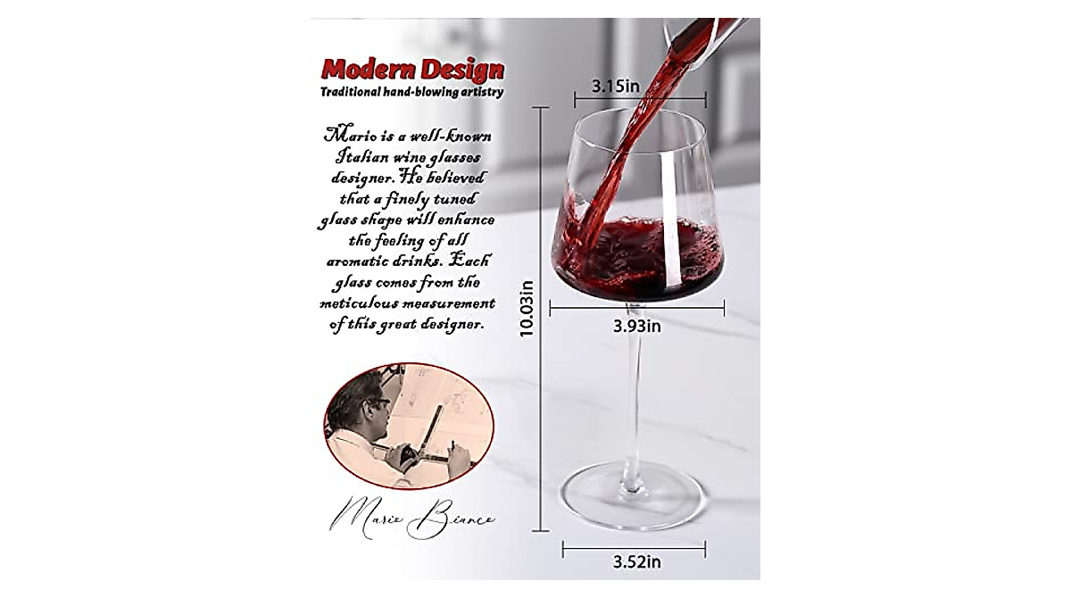 Physkoa Crystal Wine Glasses Set of 4 - Elegant & Durable