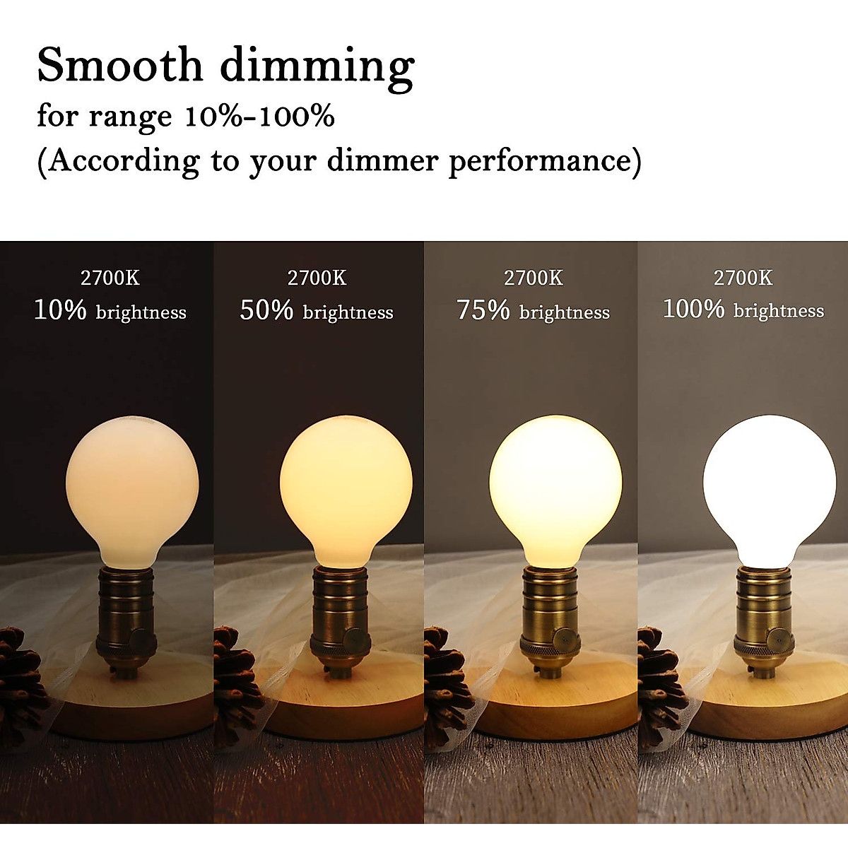 KGC G25 LED Globe Light Bulbs, 40W Equivalent, 2700K Warm White Bathroom, E26 Base, Milky Glass Vanity Round, Perfect for Vanity Makeup Mirror, 120V CRI90+ Dimmable 6Pack