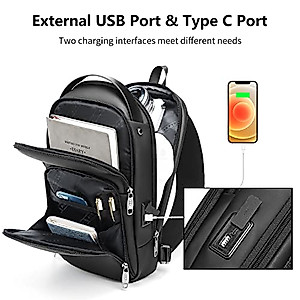 SSWEISIKER Sling Bag for Men, Men's Shoulder Bag and Chest Bag, Waterproof Small Crossbody Backpack with Multiple Pockets & USB Charging Port for Sports, Gym and Travel, Anti-theft & Minimalist, Black