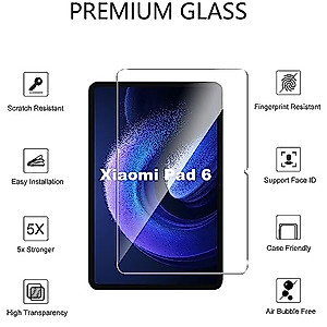 Suttkue for Xiaomi Pad 6/6 Pro 11.00 inch Screen Protector＆Camera Lens Protector,9H Hardness, Anti-Scratch, Tempered Glass flim, Case Friendly, Anti-Fingerprint,Anti-Scratch,(2+2PACK)