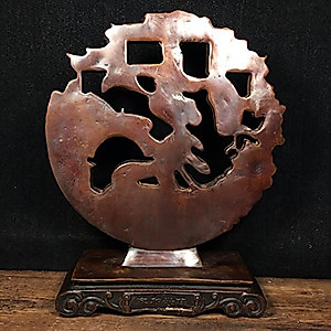 11" Tibetan Temple Collection Old Bronze Cinnabar mud Gold Home and Everything Gather Fortune Screen Ornament Exorcism Town House