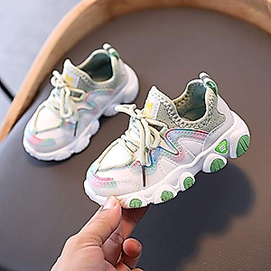 Lykmera Baby Girls Walking Shoes Kids Soft Warm Shoes Light Infant Toddler Girls Running Shoes Baby Sports Shoes Gifts (Green, 15-18 Months)