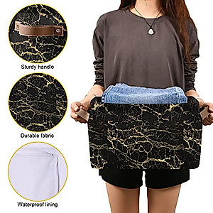 ALAZA Black Gold Marble Foldable Storage Box Storage Basket Organizer Bins with Handles for Shelf Closet Living Room Bedroom Home Office 2 Pack